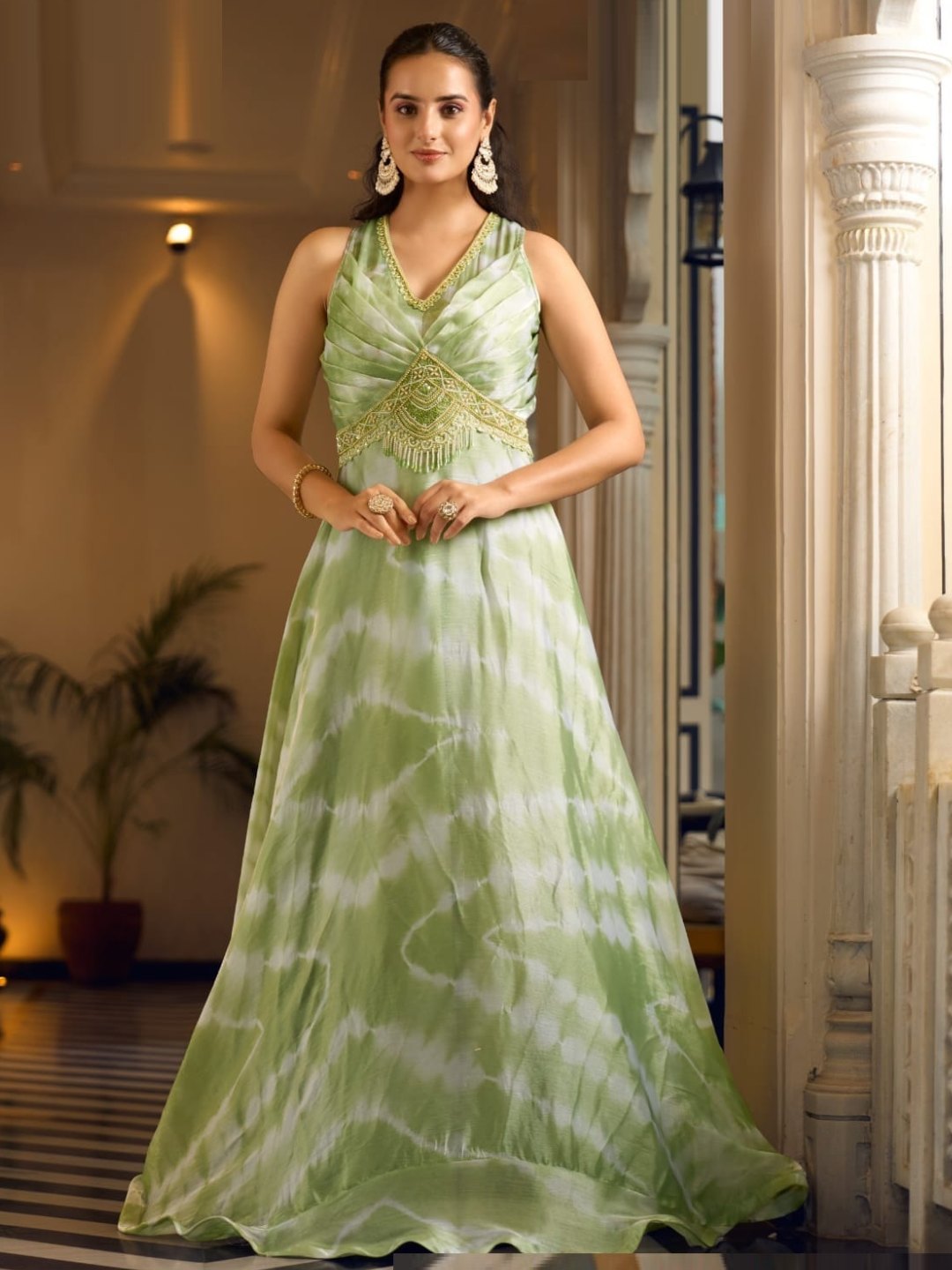Stepnshop Jimmy Cho Gown with Multi-Moti & Print Detailing – Shri ...