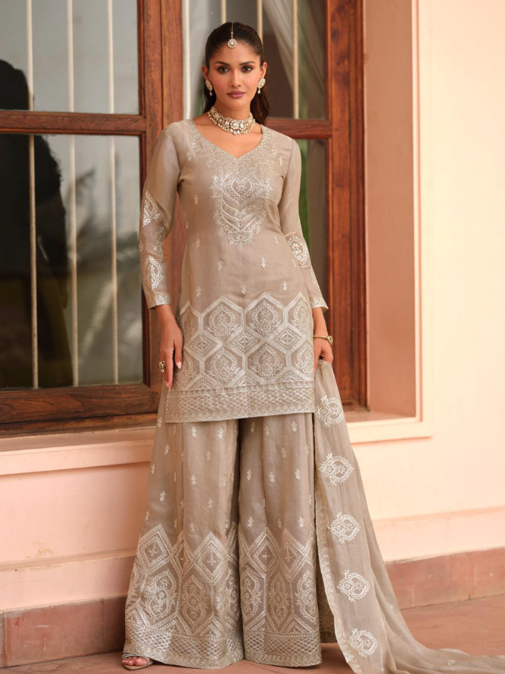 Premium Tora Silk Sharara Suit with Thread Work – Shri Balaji Emporium