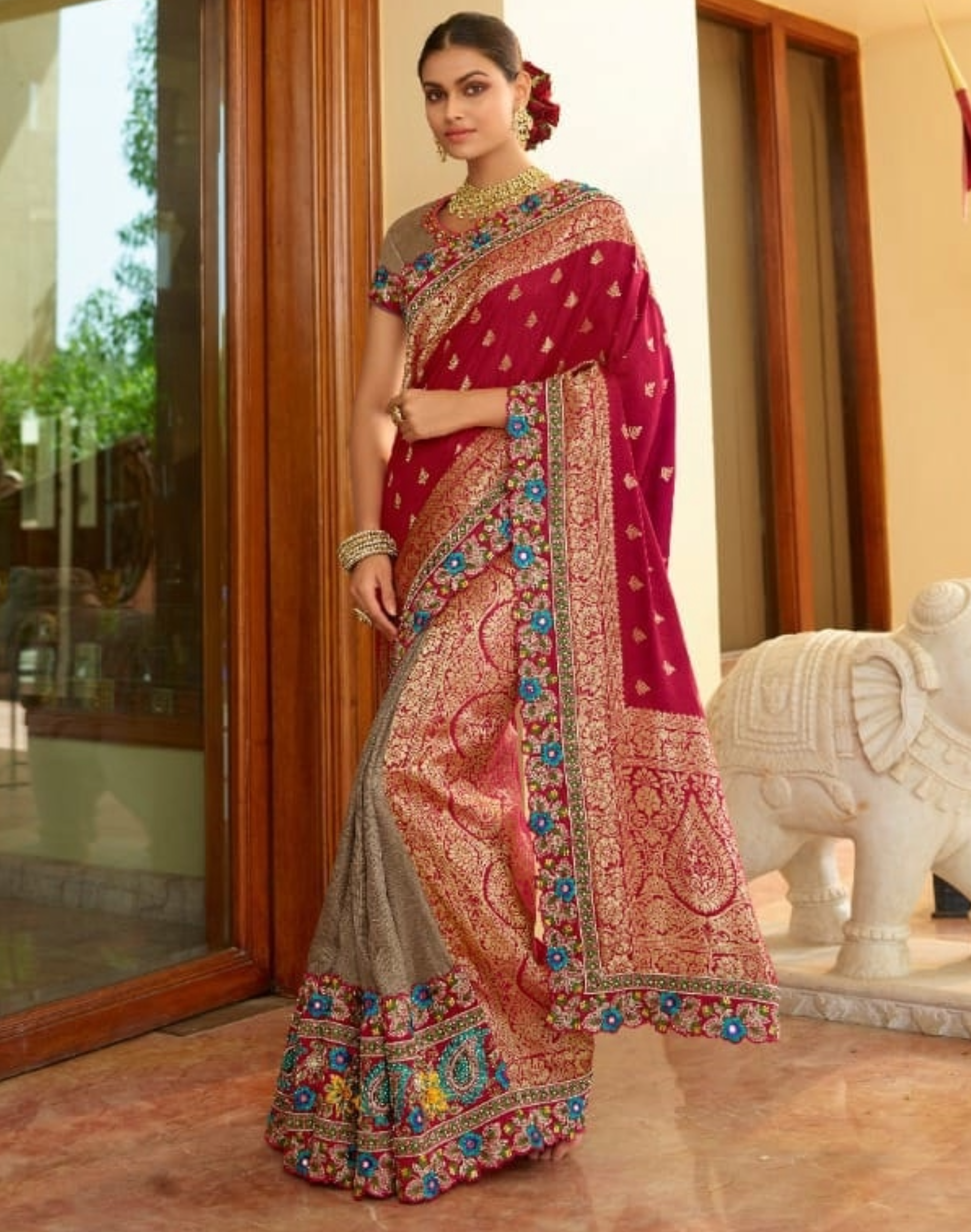 DesiLuk Indian Fancy Traditional Wear Half N Half Saree – balajiempo