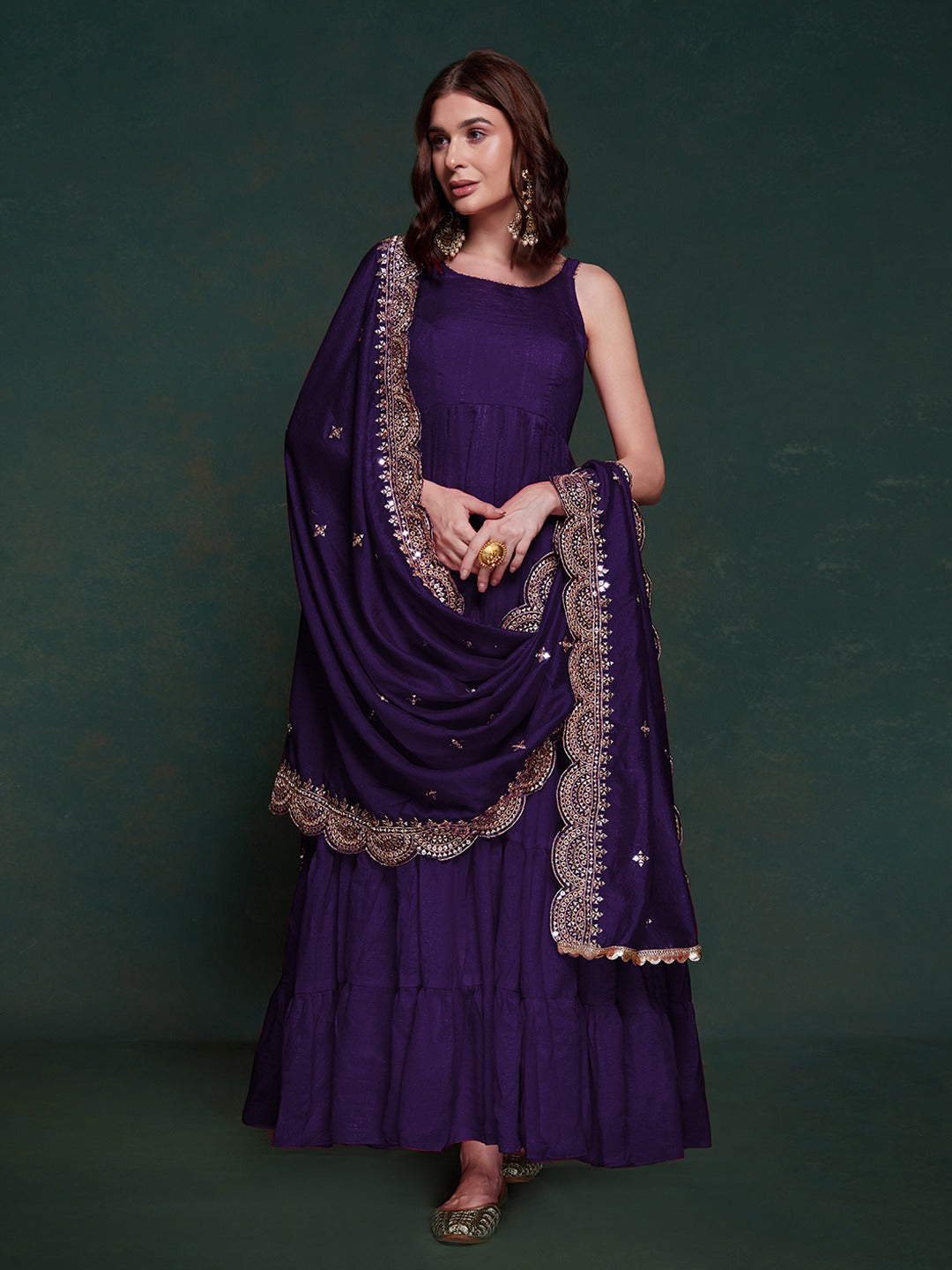 Plain Minimal Purple Anarkali Dress – Shri Balaji Emporium