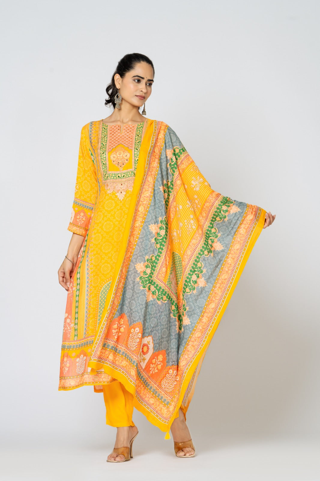 Indian Women Designer Muslin Kurti With Pant And Dupatta Set – Shri ...